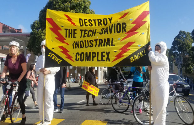SF protesters say no to "techsploitation," block buses with scooters ...